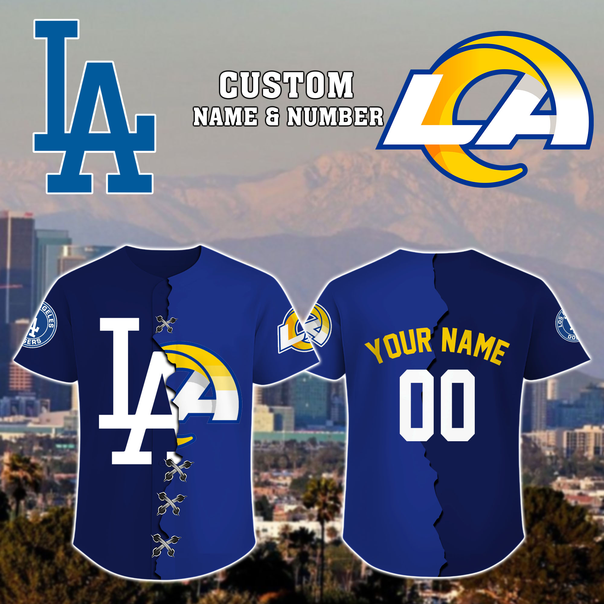 Los Angeles Dodgers x Rams Personalized Custom Jersey | Custom prints ...