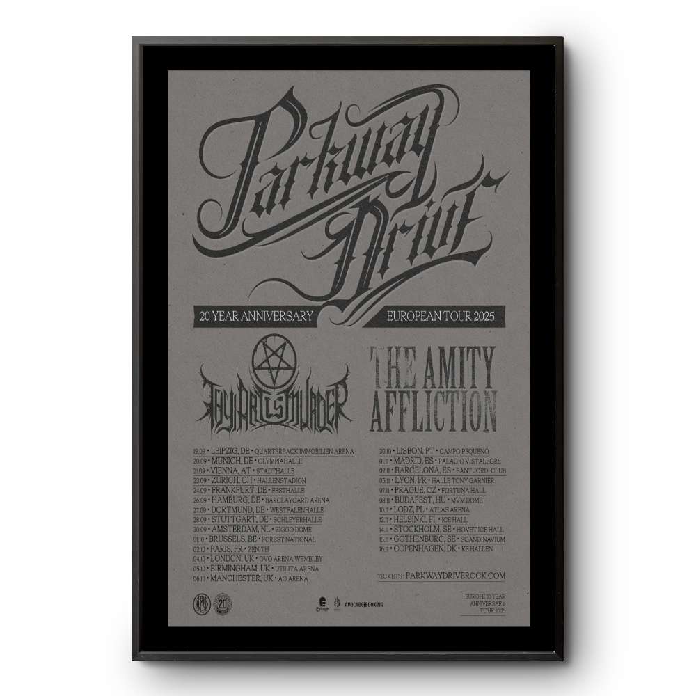 Parkway Drive Europran 20 Year Anniversary Tour 2025 Poster | Custom ...