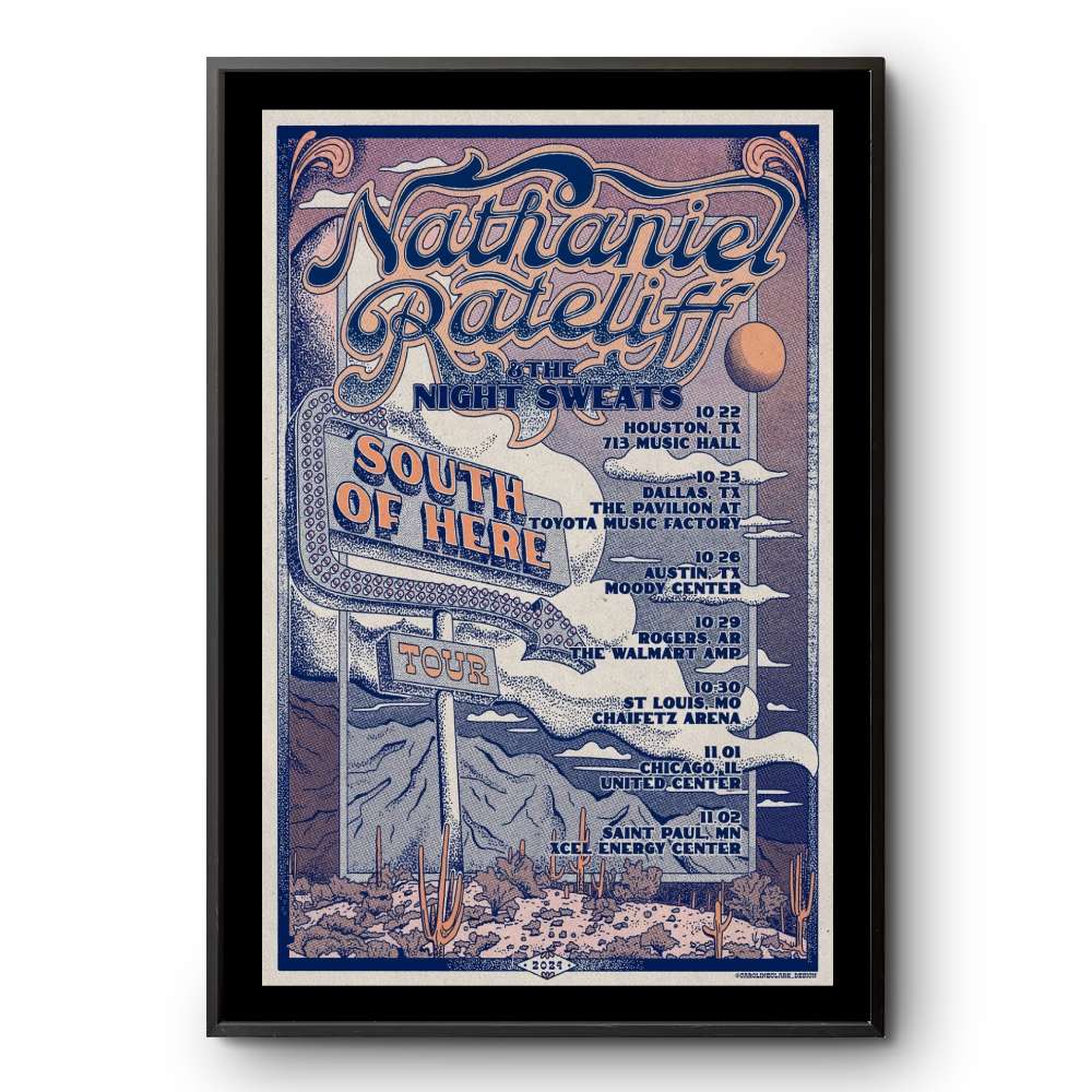 South Of Here Tour 2024 Nathaniel Rateliff Poster | eBay